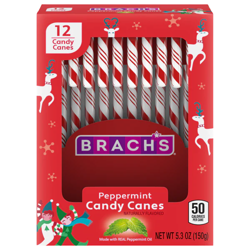 Brach's Red and White Mint Canes 12 Count Box 5.3 oz. - All City Candy