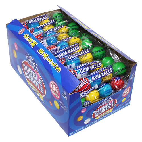 Dubble Bubble Assorted Fruit Flavored Gumballs 4 Ball Tube .65 oz ...