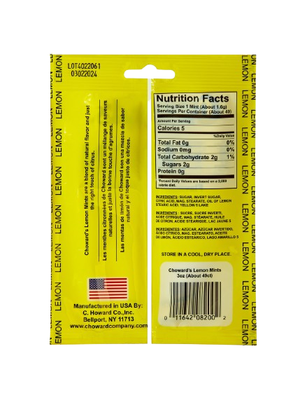 C Howard's Lemon Wrapped Candy Mints 3 oz. Bag - All City Candy