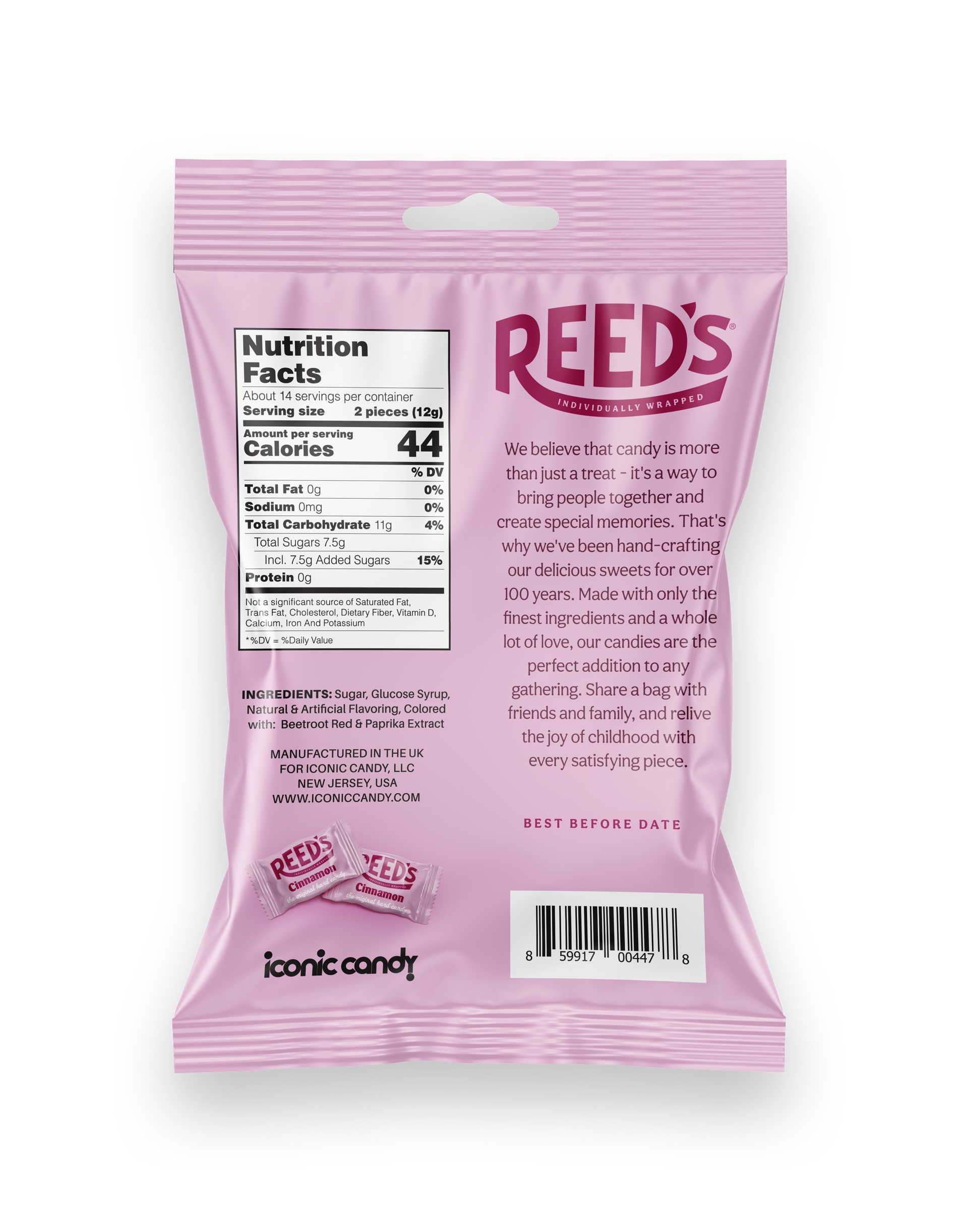 Reed's Wrapped Cinnamon Hard Candy 6.25 oz. Bag - All City Candy