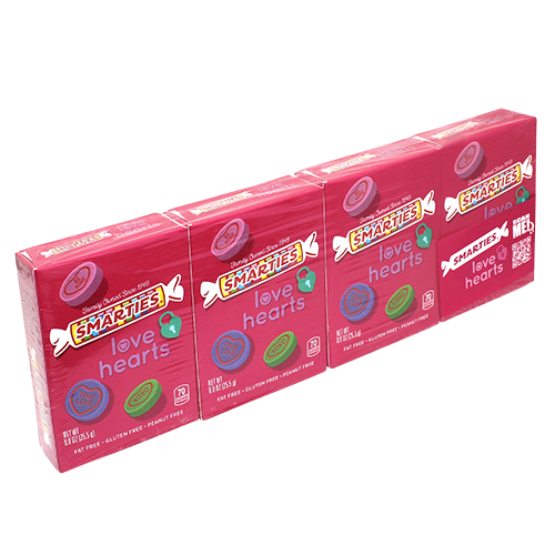 Smarties Love Hearts Valentine Candy Packs, 4 Count - All City Candy