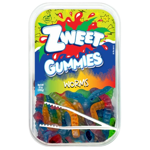 Zweet Gummy Worms – Fruity Candy Tub | Fun Snack & Dessert Topping - All City Candy