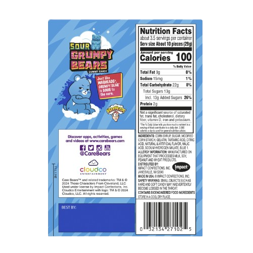 Warheads Care Bears Sour Grumpy Bears 3.5 oz. Theater Box - All City Candy