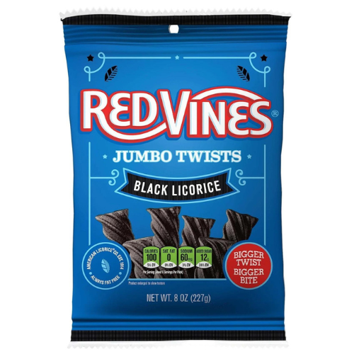 Red Vines Jumbo Twist Black Licorice 8 oz. Bag - All City Candy