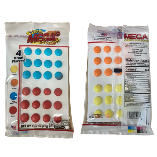 Candy Mega Buttons 0.75 oz. Peg Bag - All City Candy