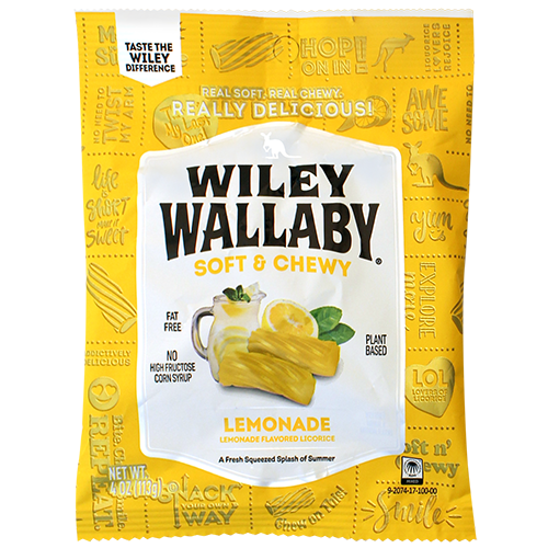 Wiley Wallaby Lemonade Licorice Soft Chewy Candy 4oz Bag - All City Candy