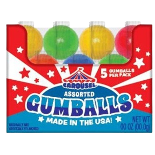 Carousel Assorted Gumballs 5 Ball Tube 1.06 oz. - All City Candy