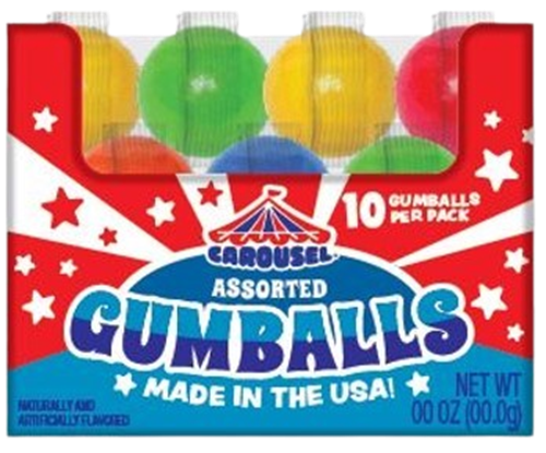 Carousel Assorted Gumballs 10 Ball Tube - All City Candy