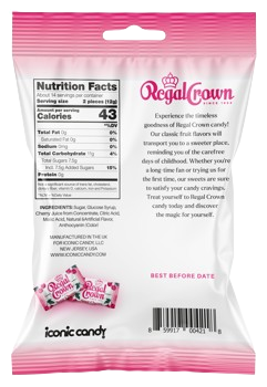 Regal Crown Wrapped Sour Cherry Hard Candy 6.25 oz. Bag - All City Candy