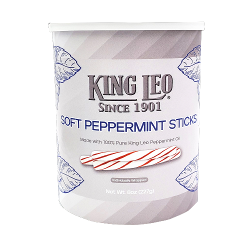 King Leo Soft Peppermint Sticks 15.5 oz. Canister - All City Candy
