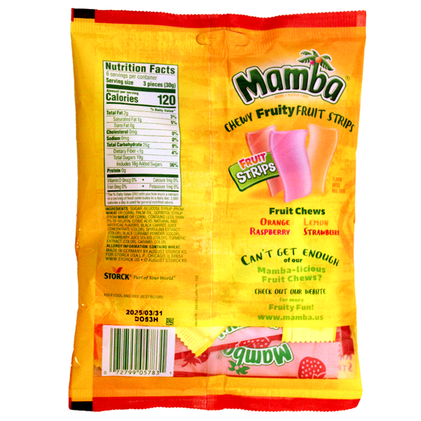 Mamba Fruit Strips Fruit Chews 6.3 oz. Bag - All City Candy
