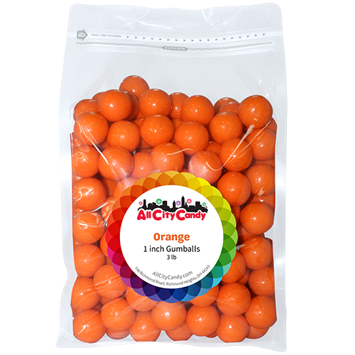 All City Candy 1" Orange Gumballs Orange Flavor 3 lb. Bulk Bag