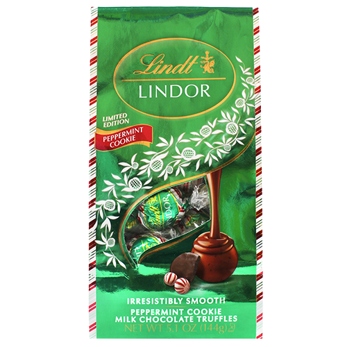 Lindt Lindor Peppermint Cookie Milk Chocolate Truffles – 5.1 oz. Bag L ...