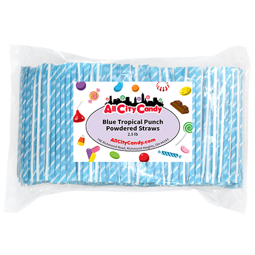 Powdered Candy Straws Blue Tropical Punch Bulk Bag - All City Candy