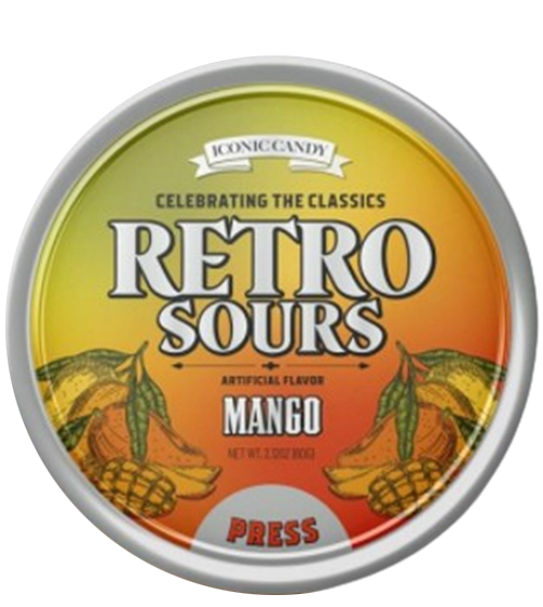 Iconic Candy Retro Sours Mango 2 oz. Tin - All City Candy