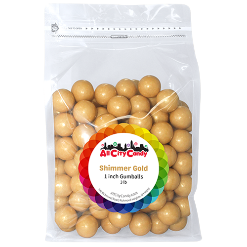 All City Candy 1" Shimmer Gold Gumballs Tutti Frutti 3 lb. Bulk Bag