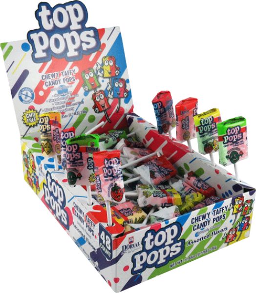 Top Pops Assorted Taffy Pops - Case of 48 - All City Candy