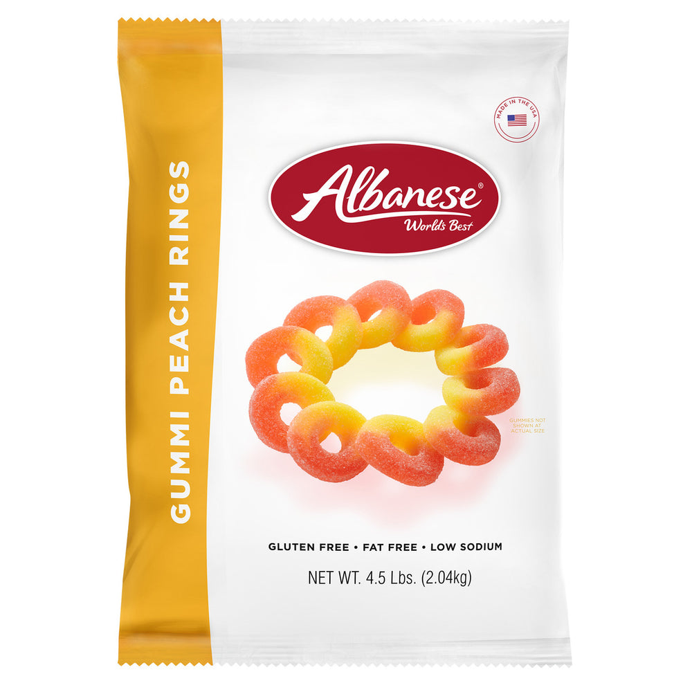 Albanese Peach Gummi Rings - Bulk Bags - All City Candy