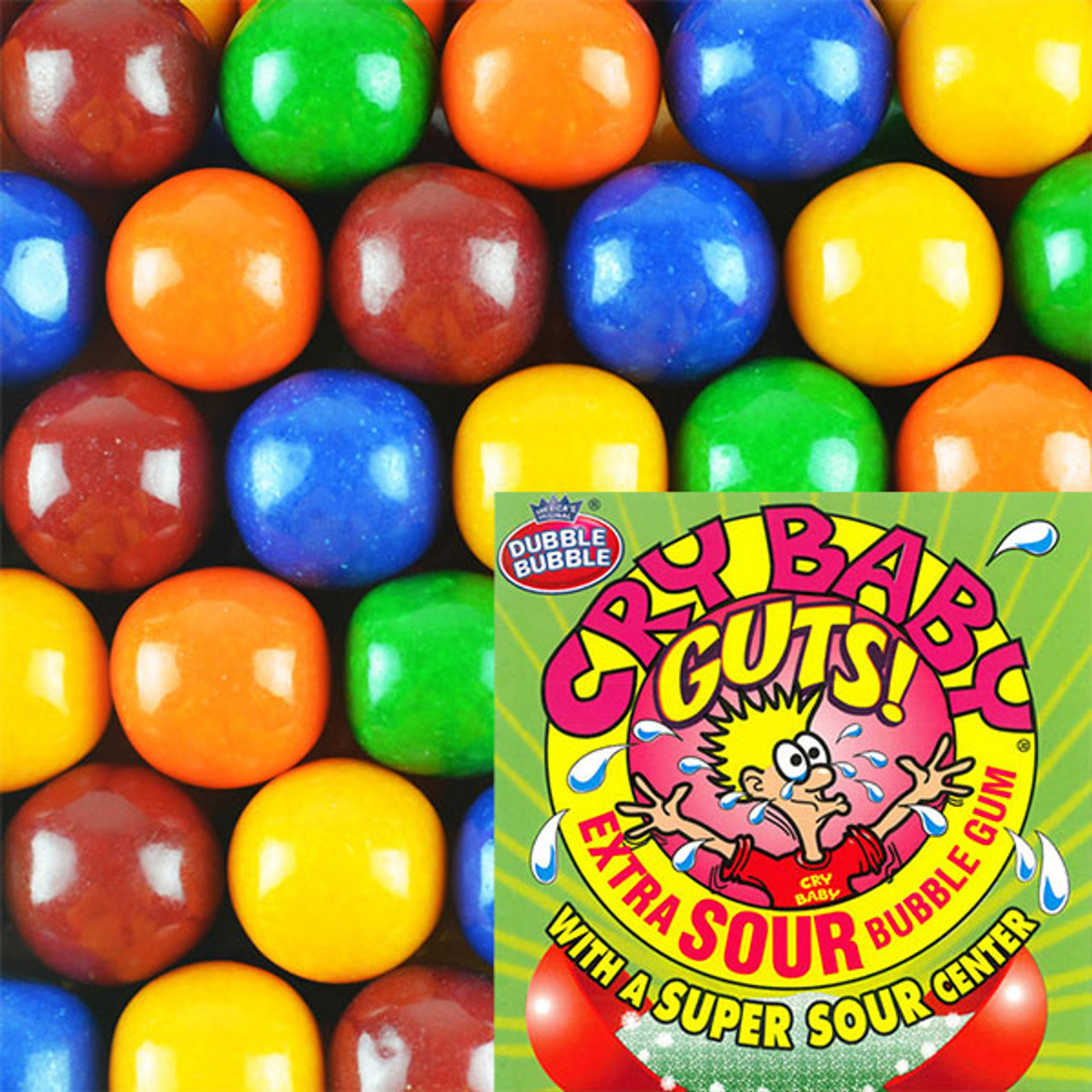 Cry Baby Guts Extra Sour Filled Bubble Gum - 3 LB Bulk Bag - All City Candy