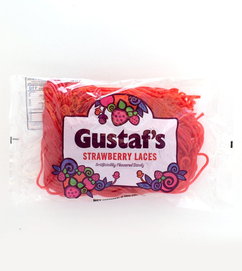 Gustaf's Strawberry Licorice Laces - 2 LB Bag - All City Candy