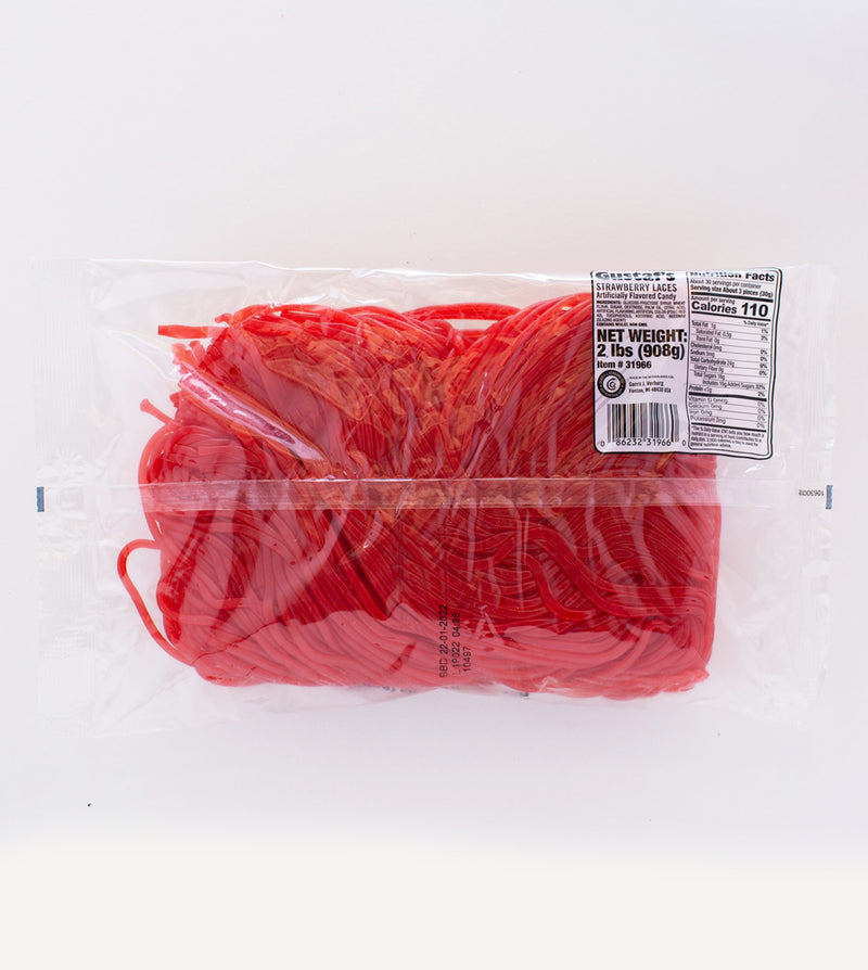 Gustaf's Strawberry Licorice Laces - 2 LB Bag - All City Candy