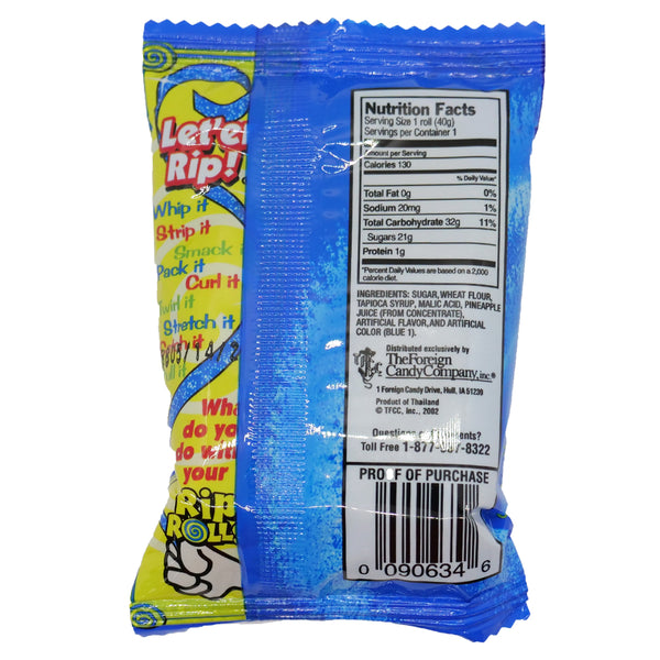 Rip Rolls Blue Raspberry Licorice Candy - 1.4 oz. - All City Candy