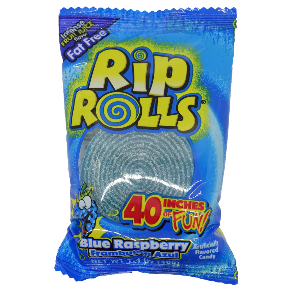 Rip Rolls Blue Raspberry Licorice Candy - 1.4 oz. - All City Candy