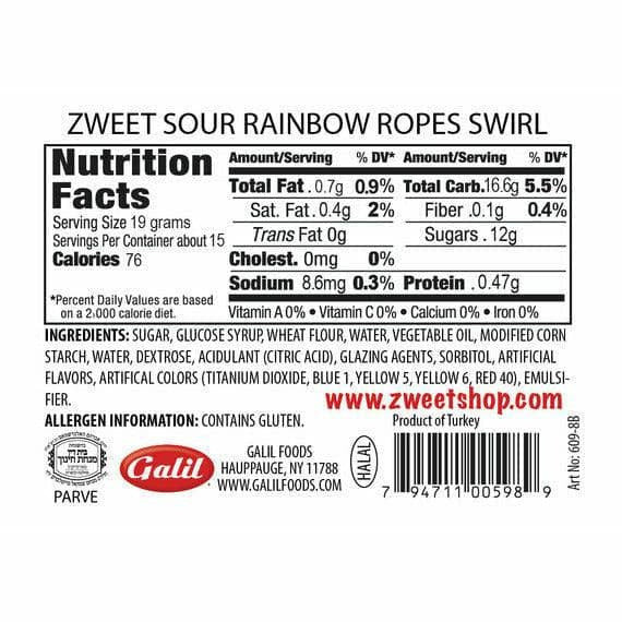 Zweet Filled Sour Ropes Rainbow Swirl 10 oz. Tub - All City Candy
