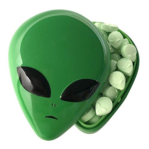 Alien Head Sours Green Apple Candy - 1-oz. Tin - All City Candy