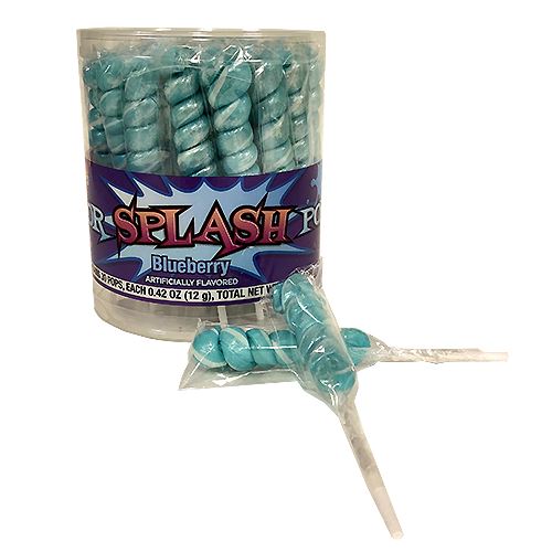Pearl Baby Blue & White Color Splash Blueberry Swirl Lollipops - Tub o ...