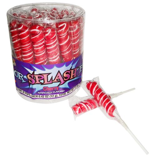 Red & White Color Splash Cherry Swirl Lollipops - 30 Count Tub - All ...