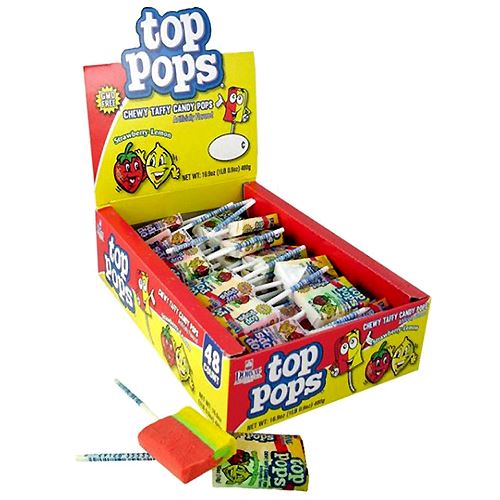 Top Pops Assorted Taffy Pops - Case of 48 - All City Candy