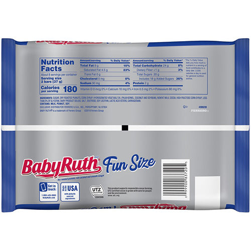 Baby Ruth Fun Size Candy Bars - 10.2-oz. Bag - All City Candy