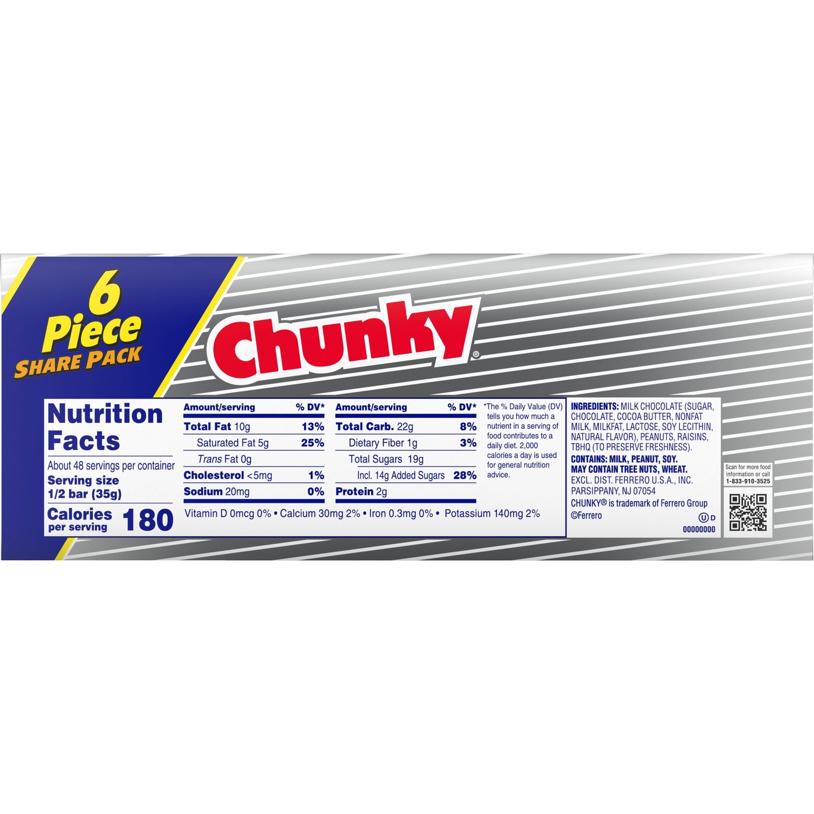 Chunky Candy Bar 6-Piece Share Pack 2.5 oz. - All City Candy