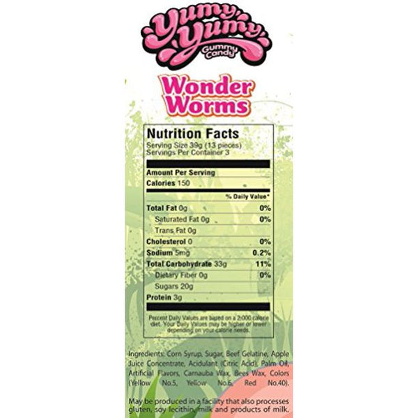 Yumy Yumy Wonder Worms Gummy Candy - 4-oz. Bag - All City Candy