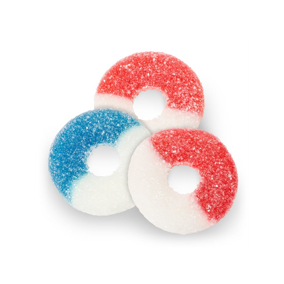 Freedom Red Cherry & Blue Raspberry Gummi Rings Bulk Bags - All City Candy