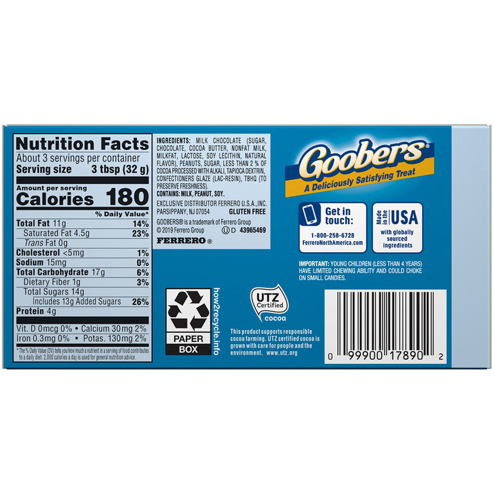 Goobers Chocolate Covered Peanuts - 3.5-oz. Theater Box - All City Candy