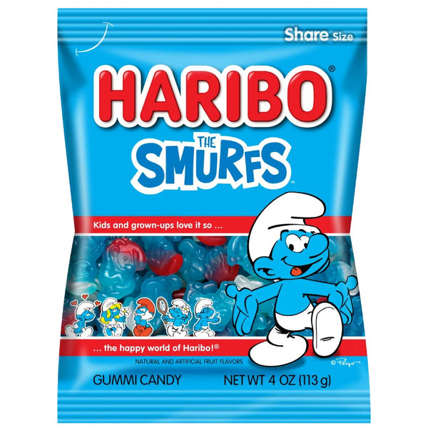 Haribo Smurfs Gummi Candy - 4-oz. Peg Bag - All City Candy