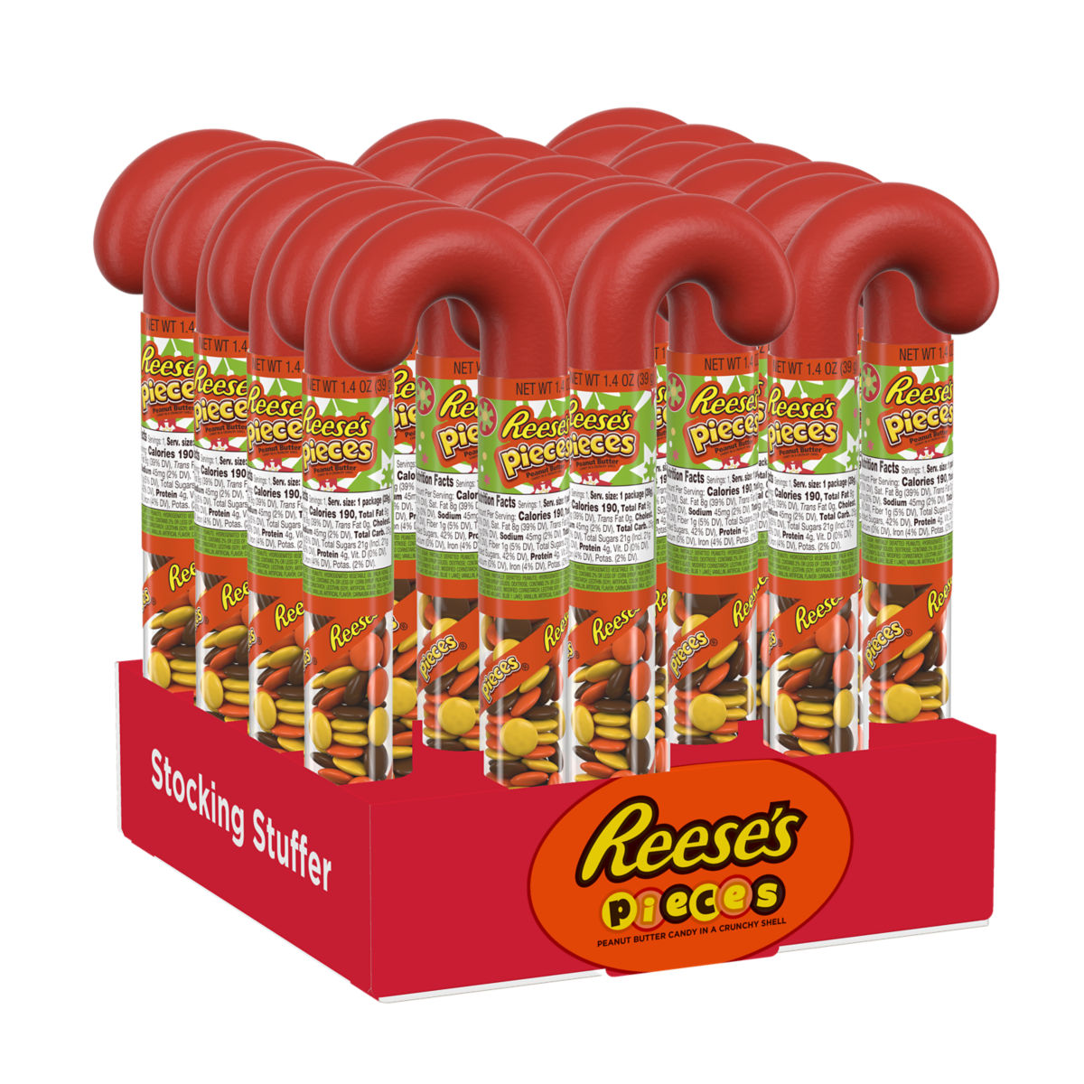 Hershey Christmas Reese's Pieces Candy Cane 1.4 oz. - All City Candy