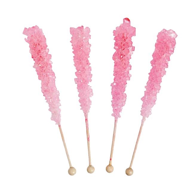 Pink Cherry Flavored Rock Candy Crystal Sticks - Tub of 36 - All City Candy