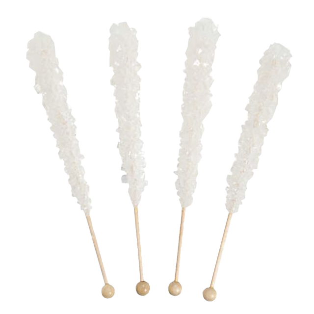 White Sugar Flavored Rock Candy Crystal Sticks - Tub of 36 - All City Candy