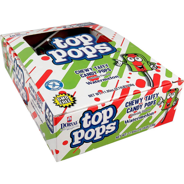Top Pops Watermelon Taffy Pops Case of 48 - All City Candy
