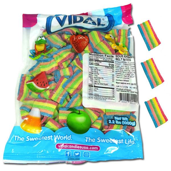 Vidal Gummi Sour Rainbow Belt Bites Bulk Bag - All City Candy